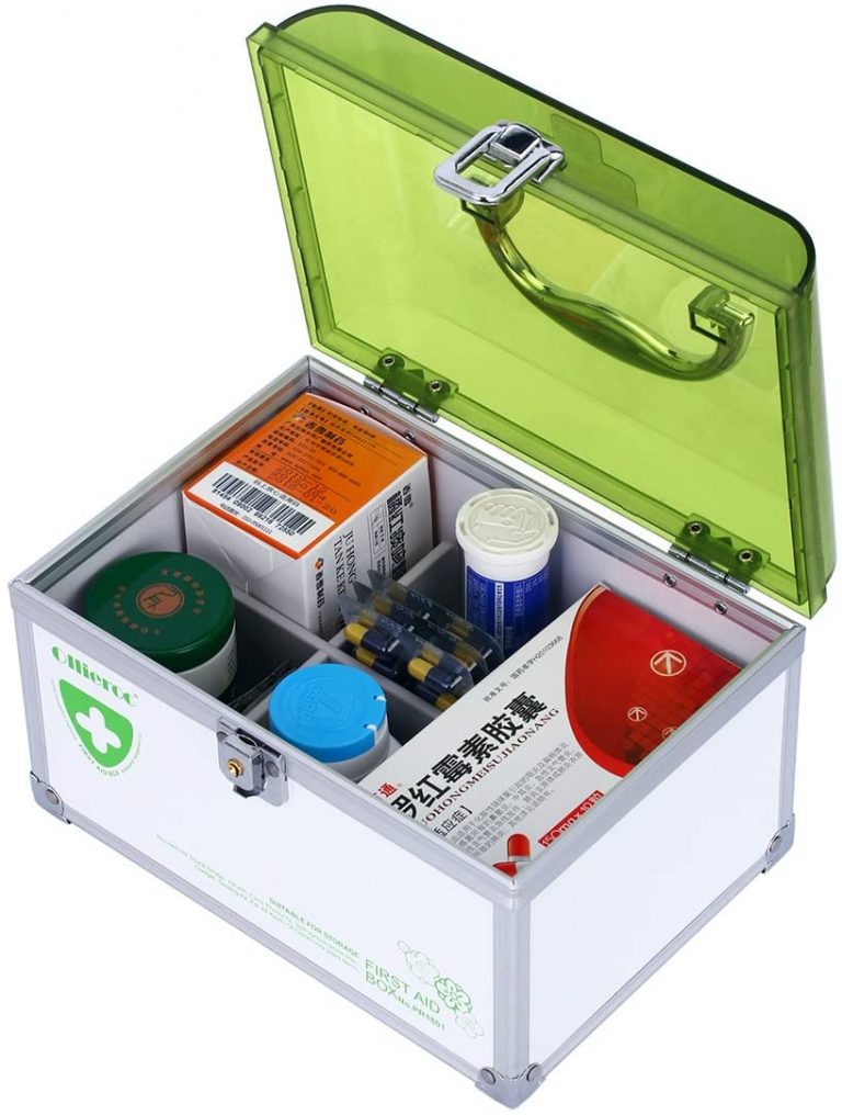Medicine Lock Box with Key Compartments Medication Storage Box Cabinet ...
