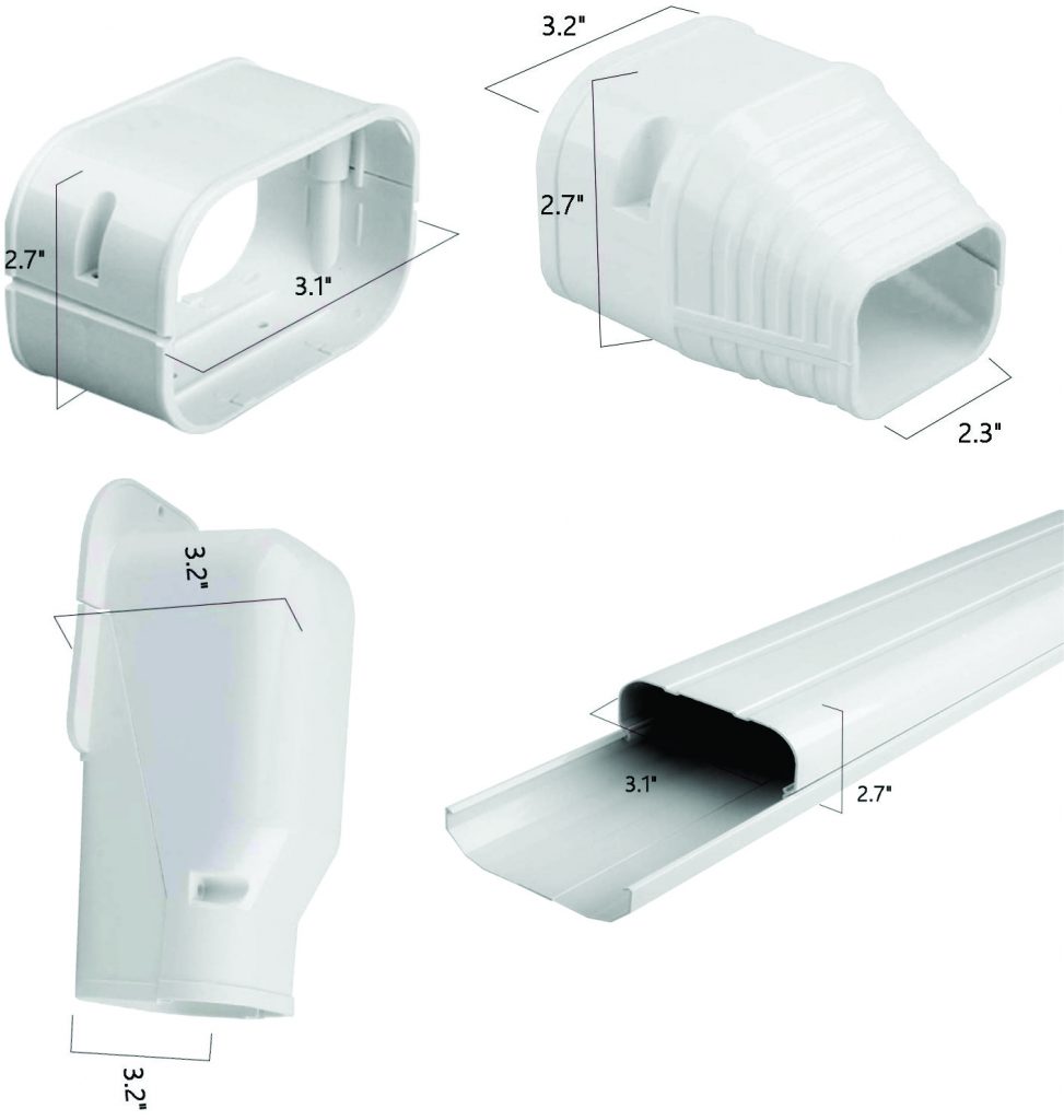 3 inch 7.5ft Air Conditioner Line Set Cover Kit, Decorative PVC Tubing ...