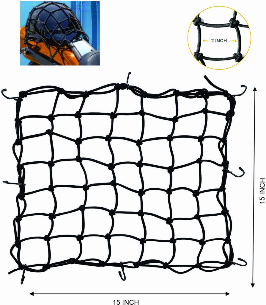 2pcs, Heavy Duty Motorcycle Bungee Cargo Net, Straps Stretch to 30 x 30 ...